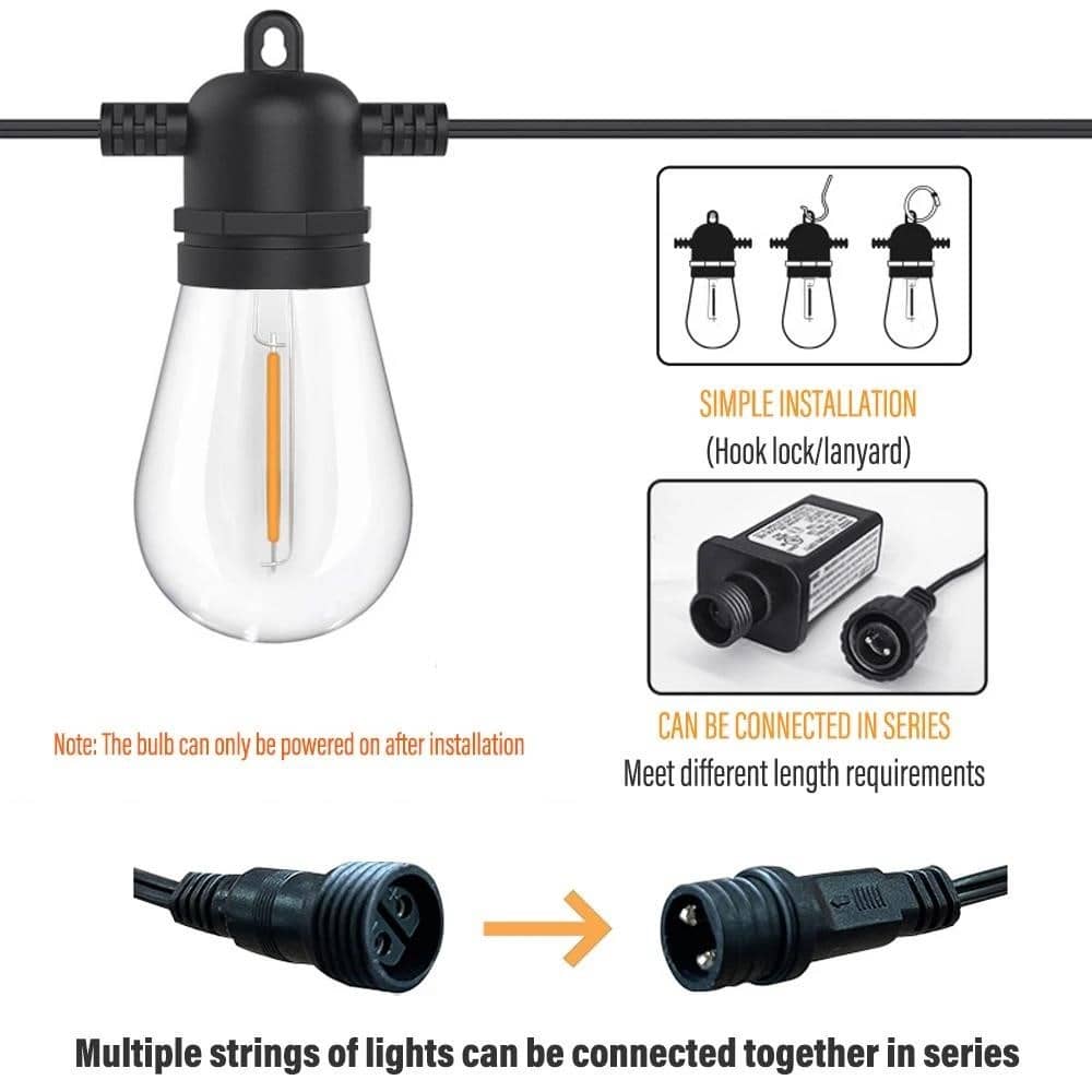 S14 LED-uri de exterior șir de lumini rezistente la apă, rezistente la ...